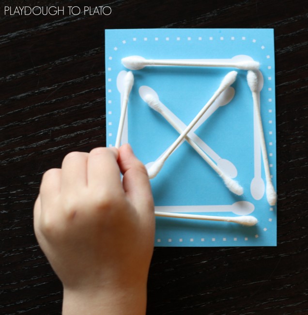 Q-Tip Snowflake STEM Center - Playdough To Plato