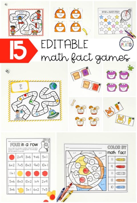 15 EDITABLE Math Fact Games - Playdough To Plato