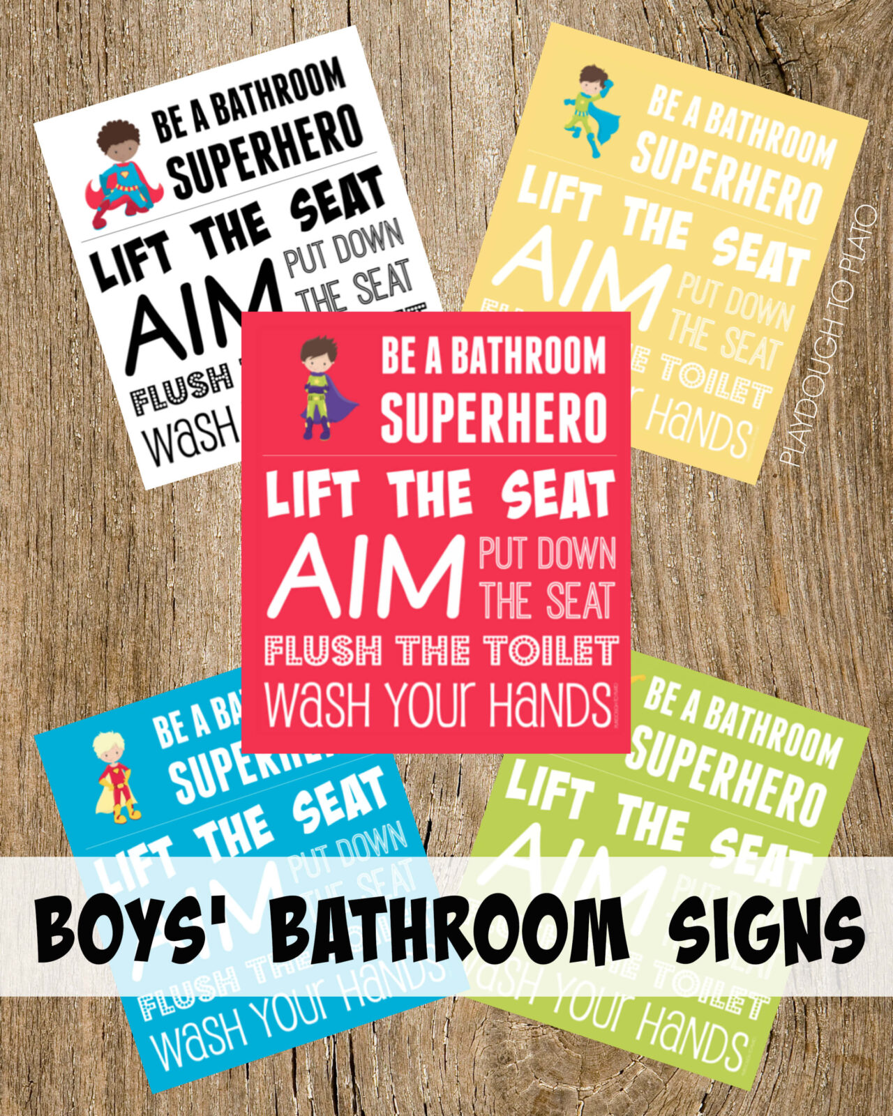 Boys' Bathroom Signs: Be a Bathroom Superhero - Playdough To Plato