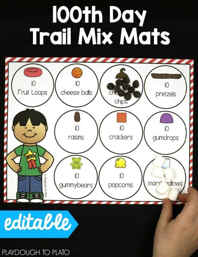 100th Day of School Activities - EDITABLE - Playdough To Plato