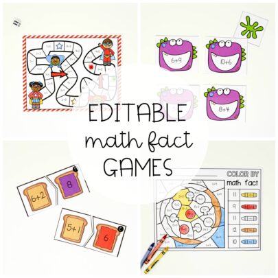 15 EDITABLE Math Fact Games - Playdough To Plato