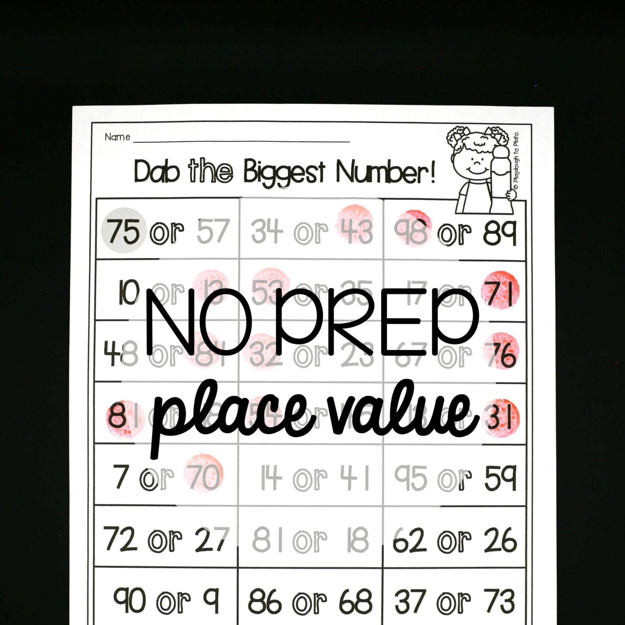 NO PREP Place Value Activity Pack - Playdough To Plato