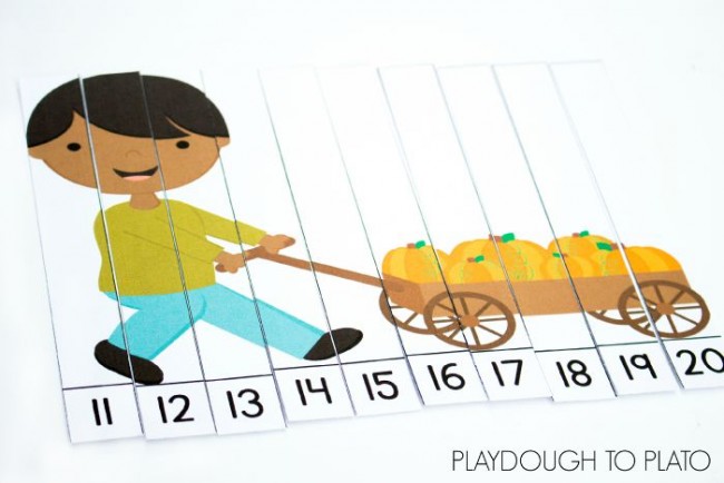 Free Pumpkin Puzzles Numbers 1-40 - Playdough To Plato