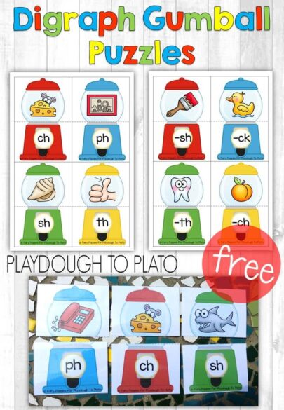 Digraph Gumball Puzzles - Playdough To Plato