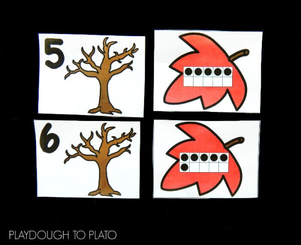 Fall Ten Frame Matching Game - Playdough To Plato