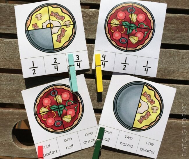 Pizza Fraction Clip It Cards - Playdough To Plato