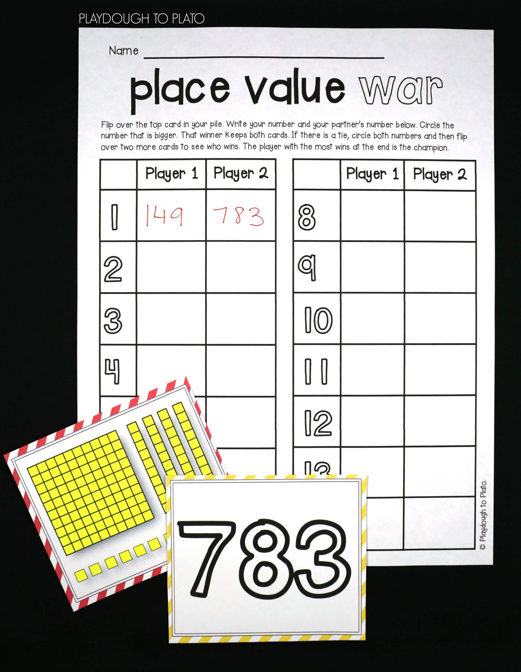 Place Value War Playdough To Plato Place Value War Playdough To Plato