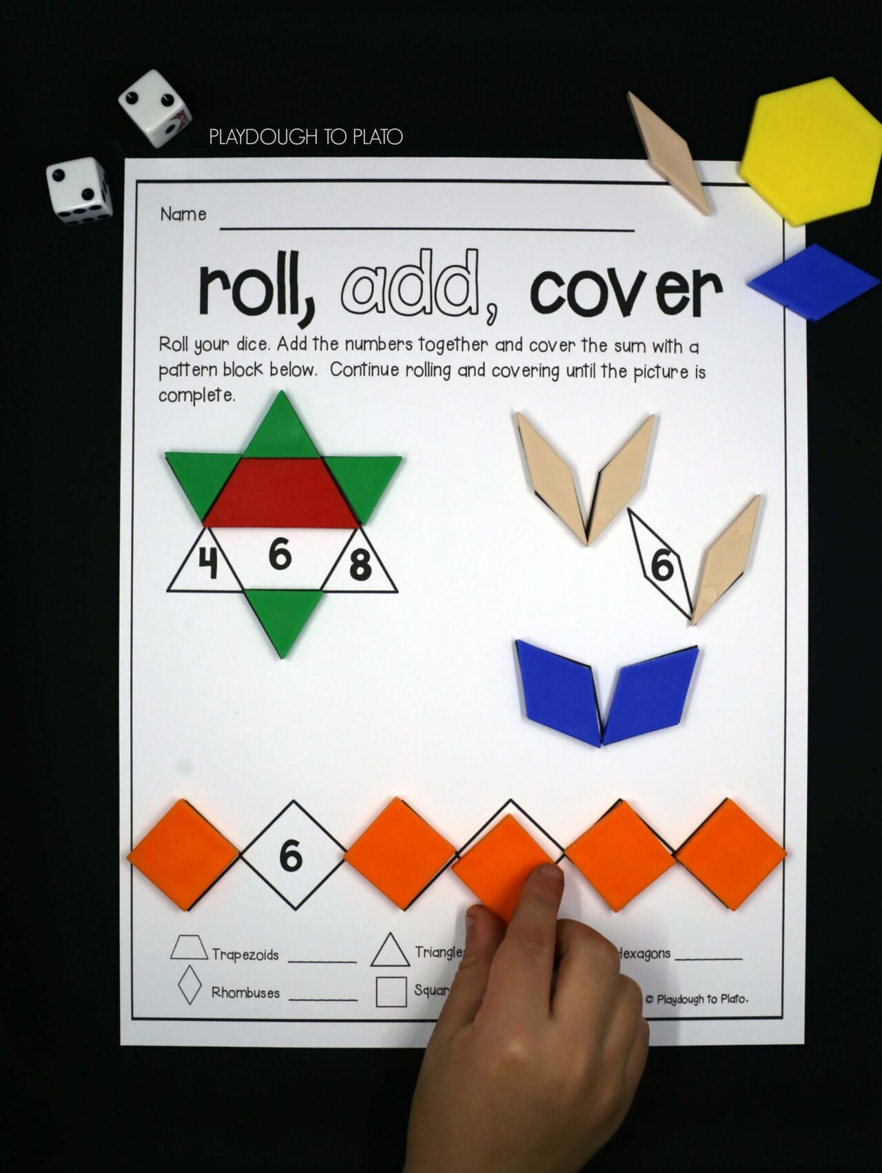Roll and Cover Pattern Block Mats - Playdough To Plato