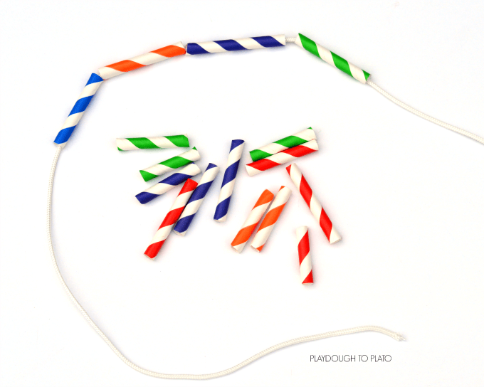 Paper Straw Necklace Craft - Playdough To Plato