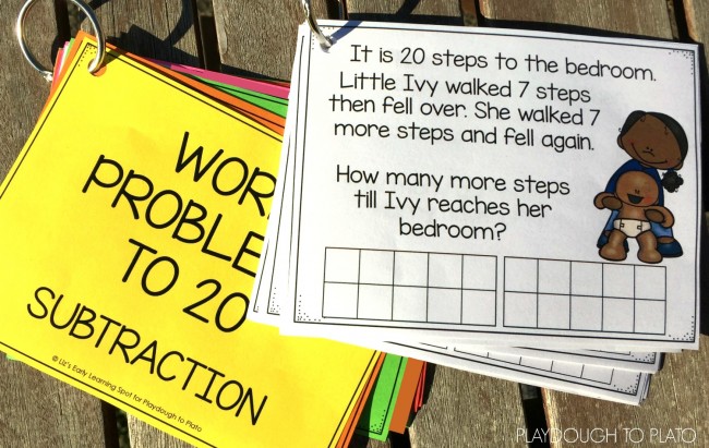 Subtraction Word Problems to 20 - Playdough To Plato
