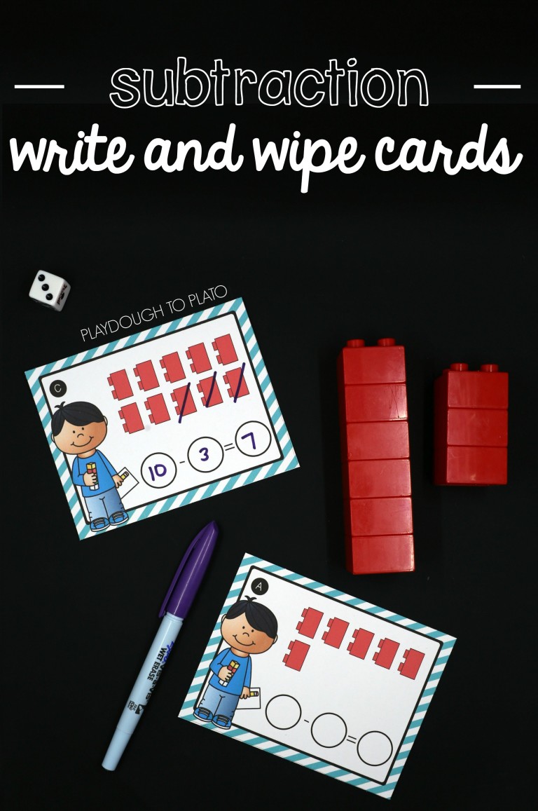 Subtraction Write and Wipe Cards - Playdough To Plato