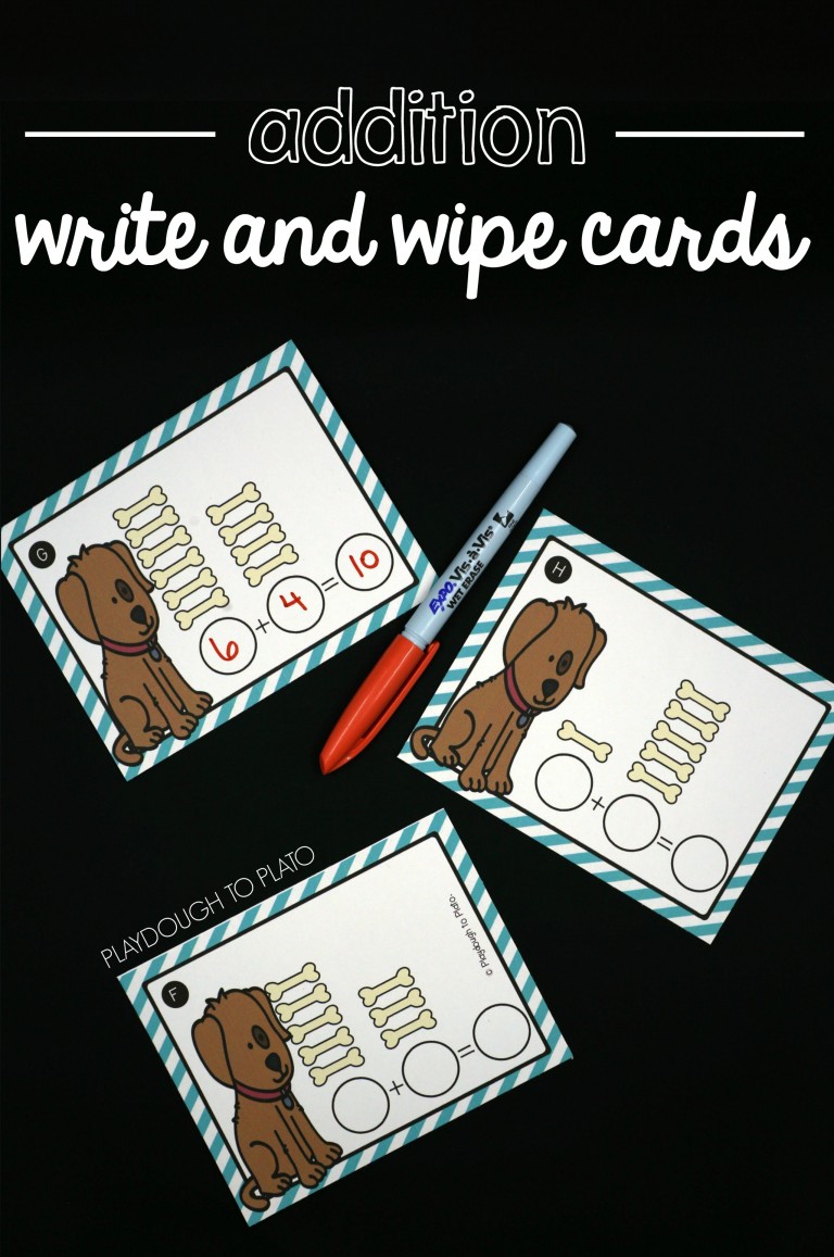 Addition Write and Wipe Cards - Playdough To Plato
