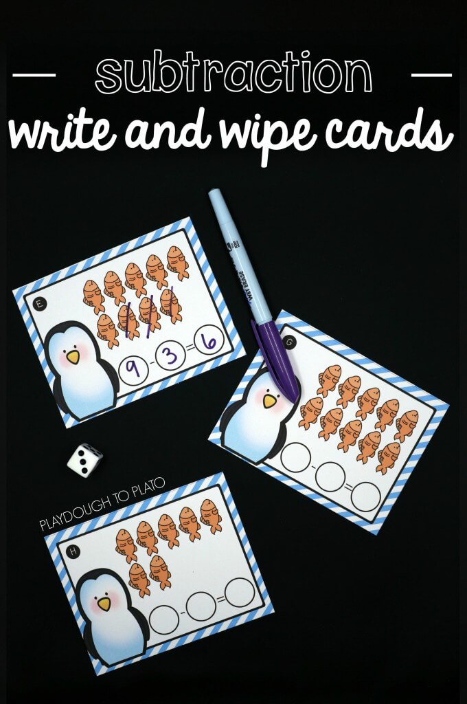 Subtraction Write and Wipe Cards - Playdough To Plato