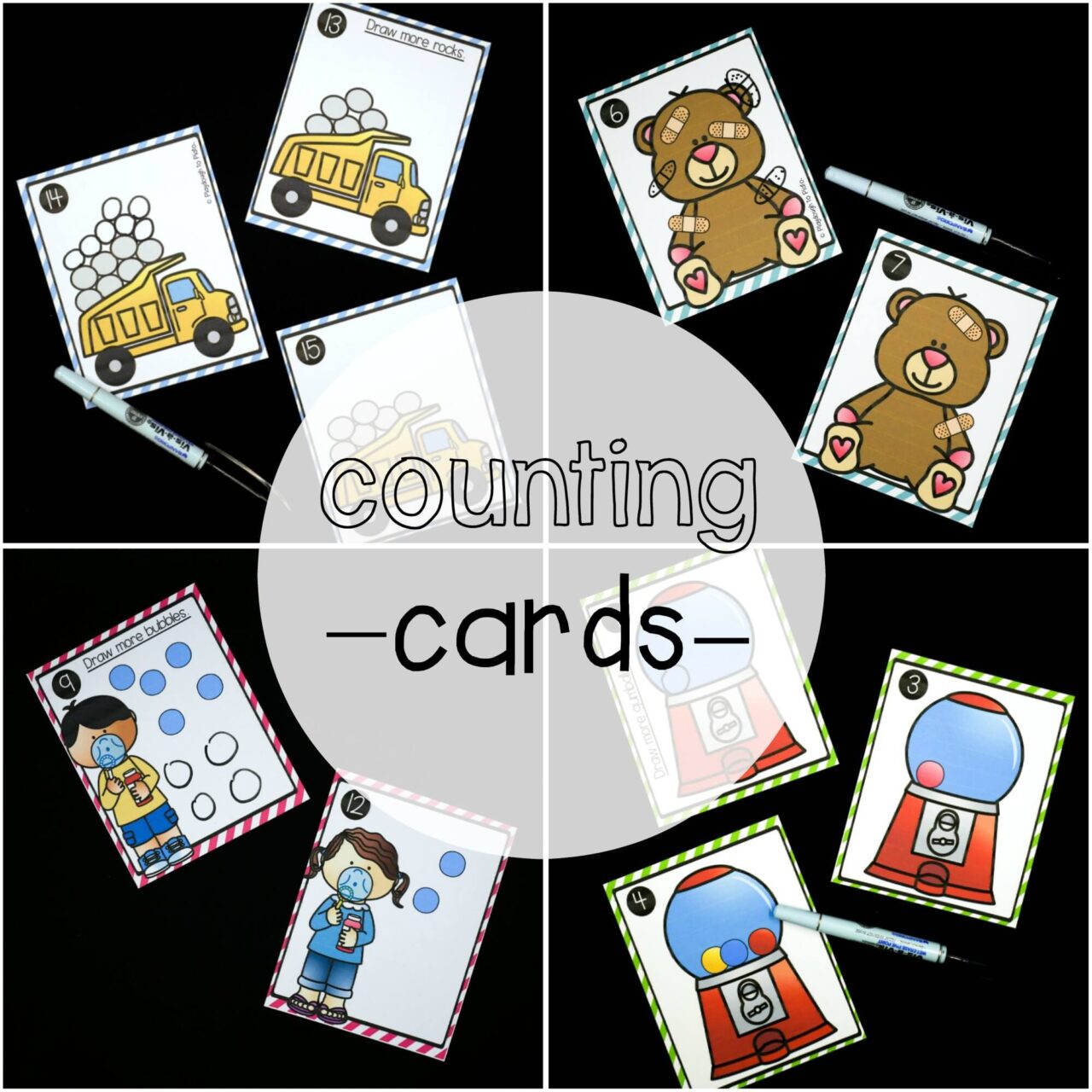 Write and Wipe Counting Cards - Playdough To Plato