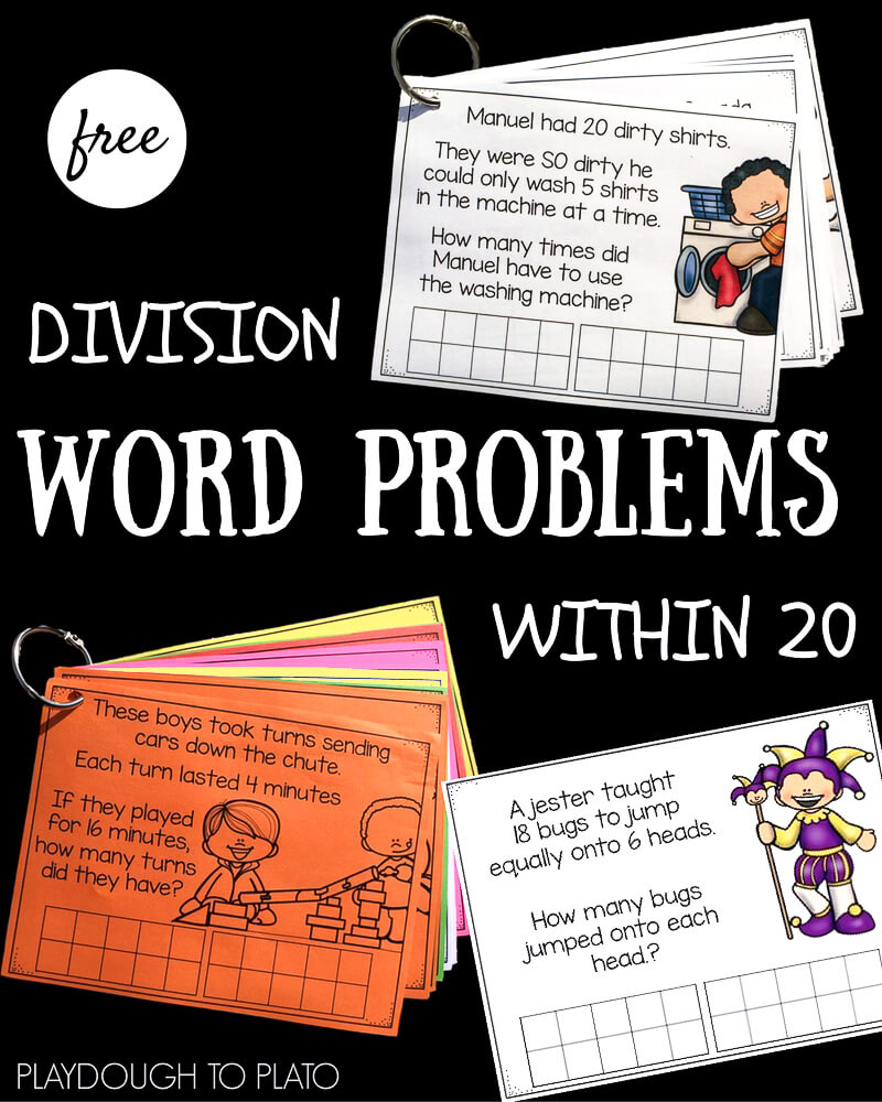 Division Word Problems Within 20 Playdough To Plato