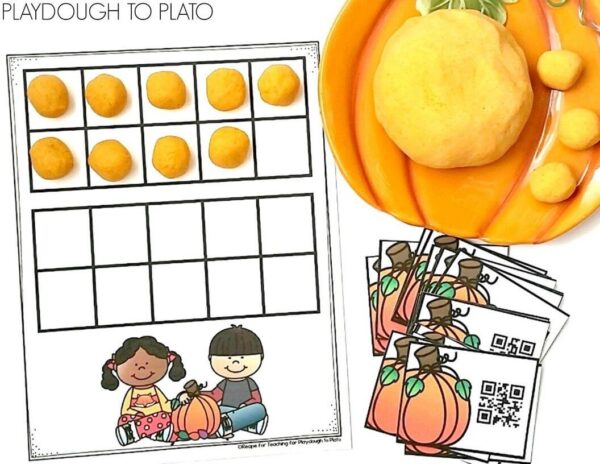Pumpkin QR Code Cards 1-20 - Playdough To Plato