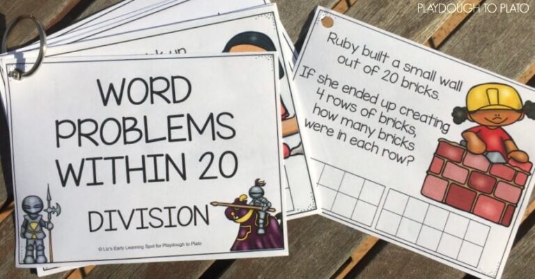 Division Word Problems within 20 - Playdough To Plato