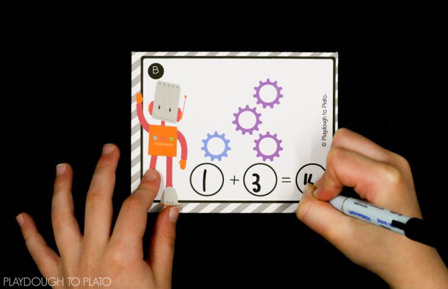 Robot Addition Cards - Playdough To Plato