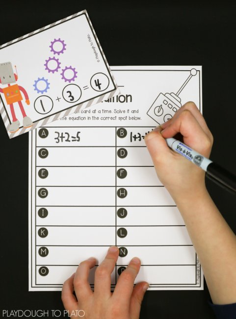 Robot Addition Cards - Playdough To Plato