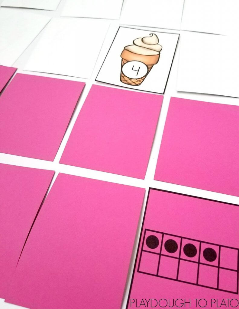 Ice Cream Number and Ten Frame Match - Playdough To Plato