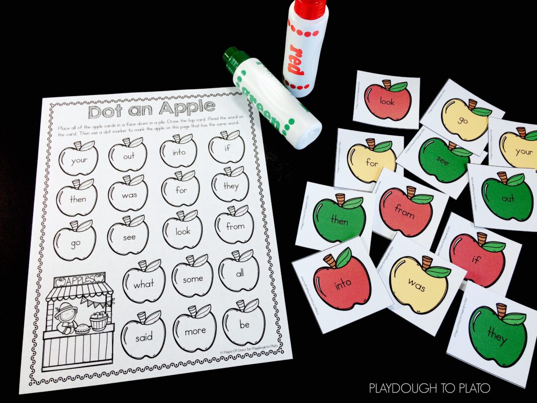 Apple Sight Word Game - Playdough To Plato