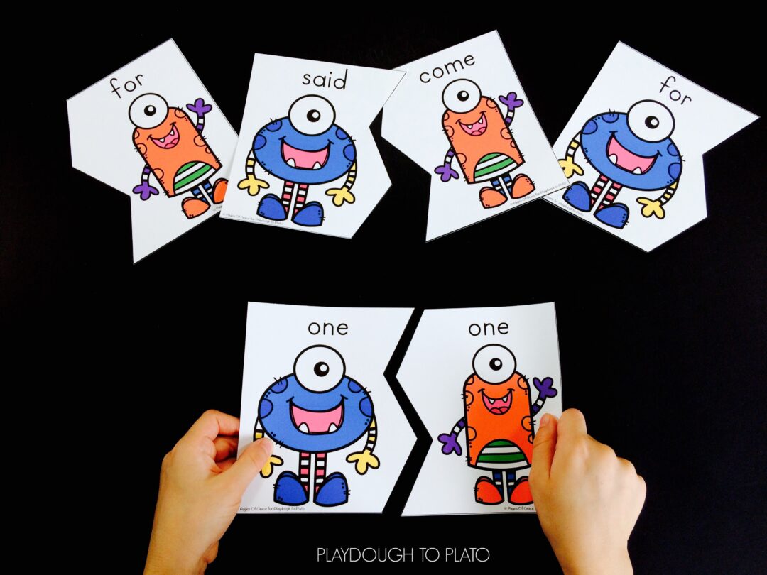 Monster Sight Word Puzzles - Playdough To Plato