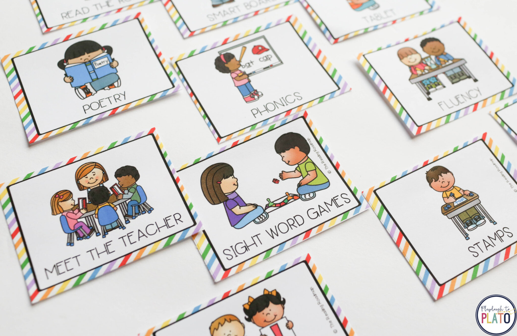 Editable Literacy Center Labels - Playdough To Plato
