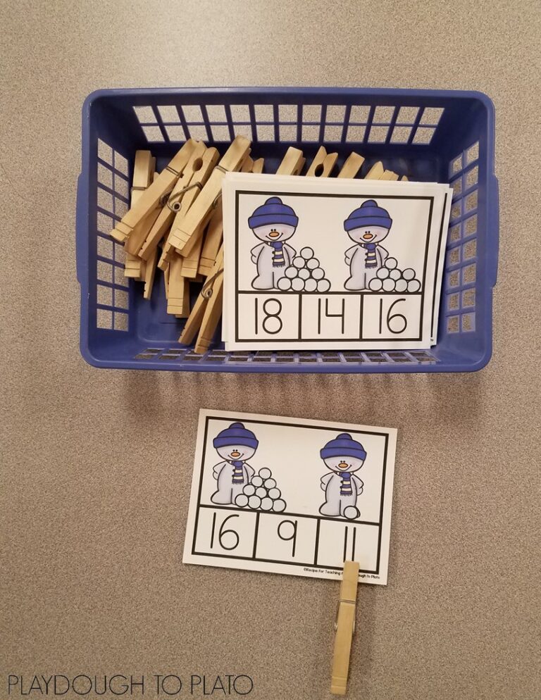 Snowball Counting Clip Cards - Playdough To Plato