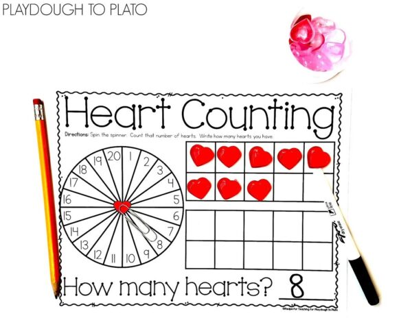 Heart Counting Mats - Playdough To Plato