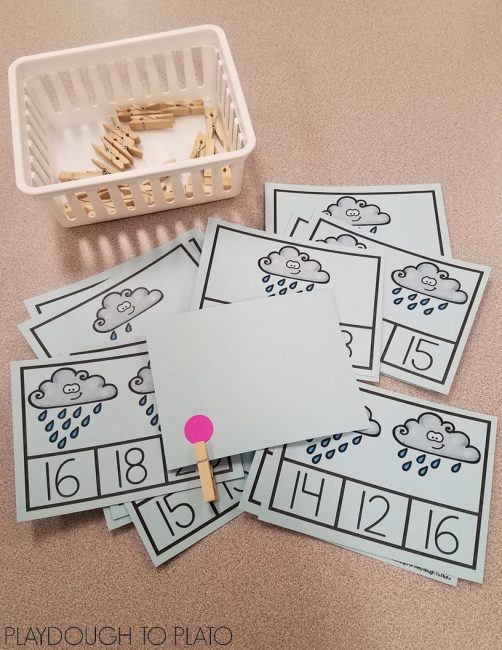 Rain Cloud Counting Clip Cards - Playdough To Plato