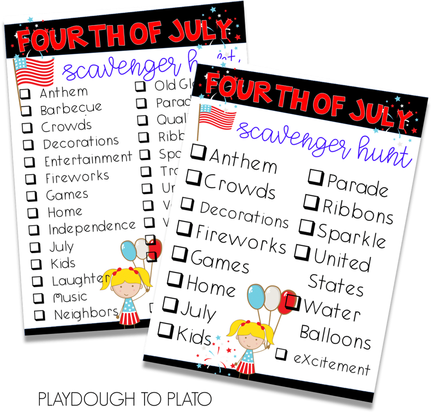 Fourth of July Scavenger Hunts - Playdough To Plato
