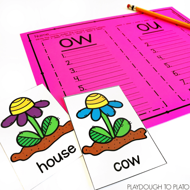 Flower Power Diphthong Activity - Playdough To Plato