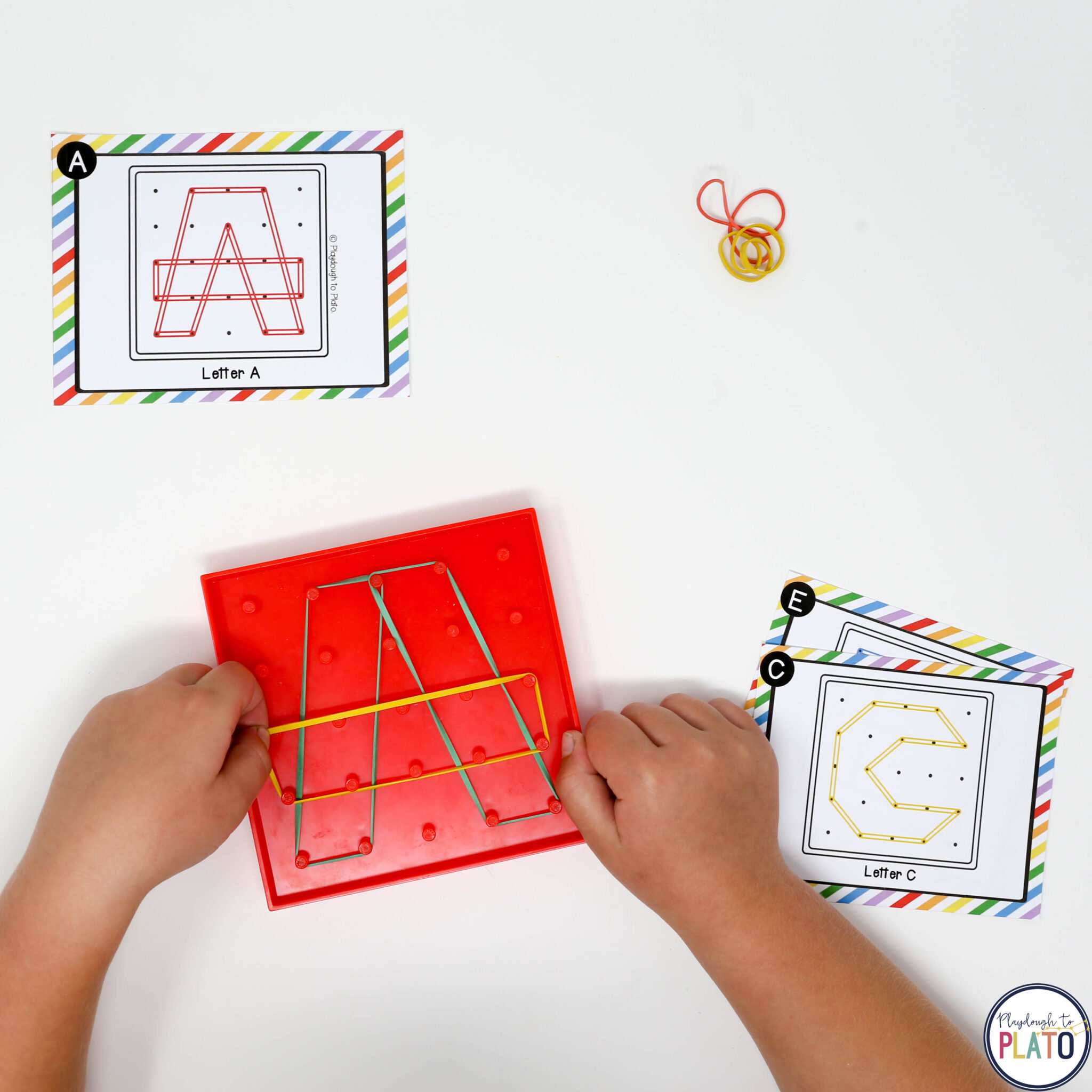 Alphabet Geoboard Challenges - Playdough To Plato