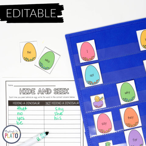 Hide and Seek Pocket Chart Games - EDITABLE - Playdough To Plato