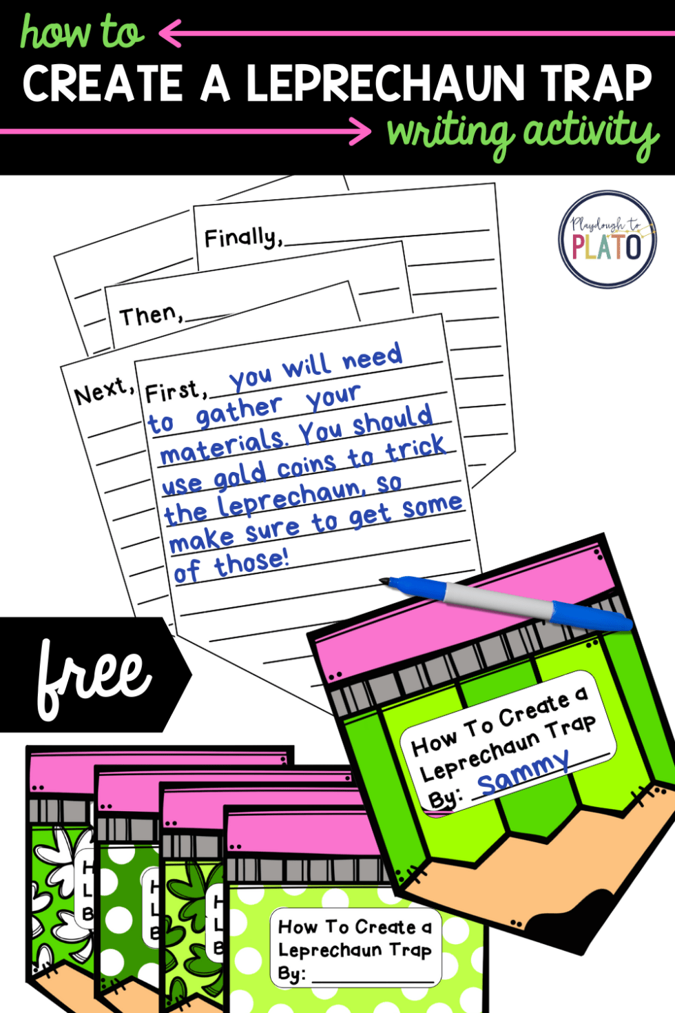 How to Create a Leprechaun Trap Writing Activity - Playdough To Plato