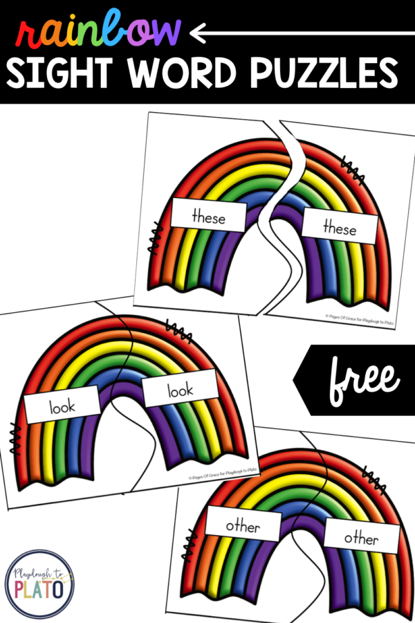 Rainbow Sight Word Puzzles - Playdough To Plato