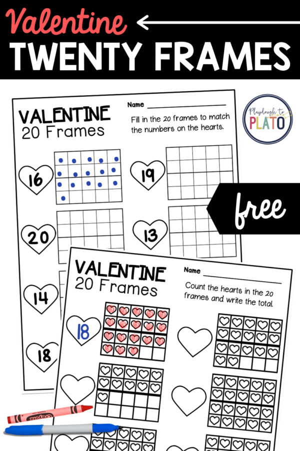 Valentine Twenty Frames - Playdough To Plato