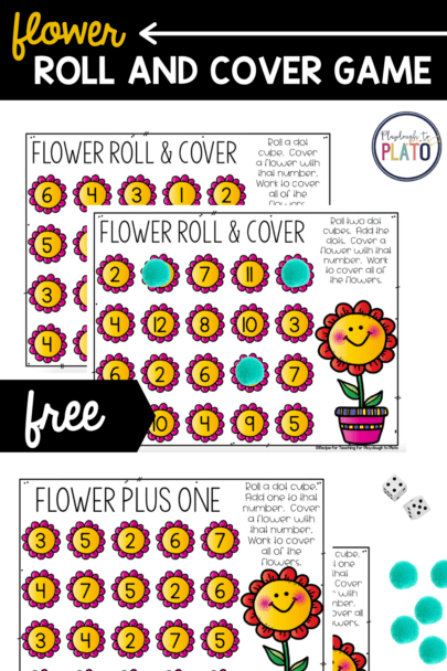 Flower Roll and Cover Math Game - Playdough To Plato