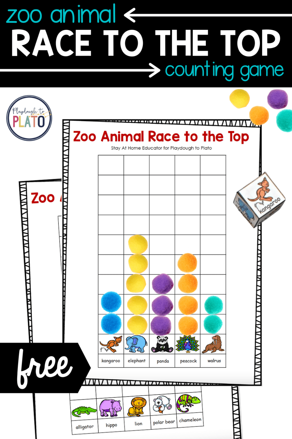 Zoo Animal Game - Race to the Top Counting