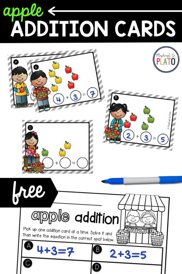 Apple Addition Cards - Playdough To Plato