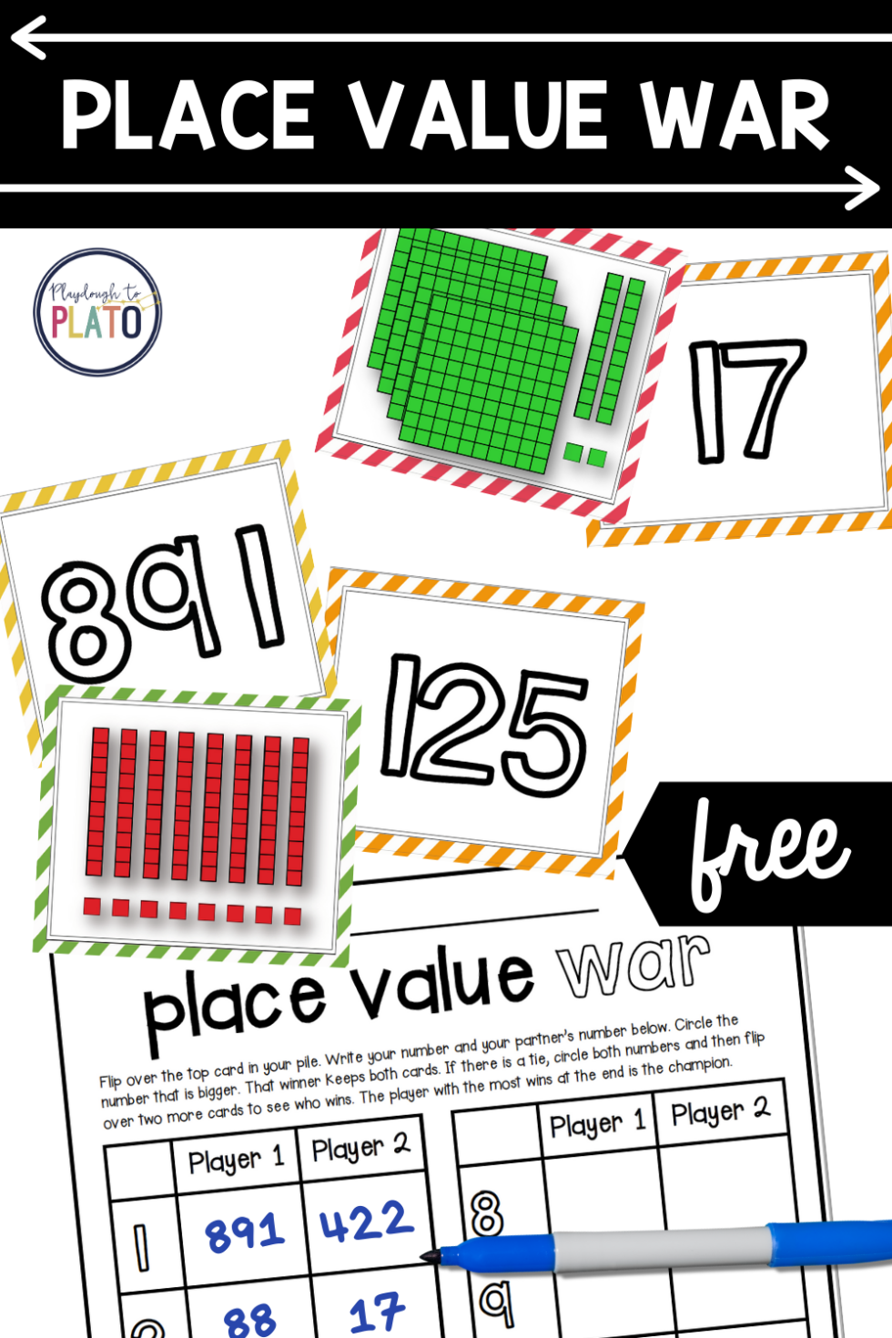 Place Value War - Playdough To Plato