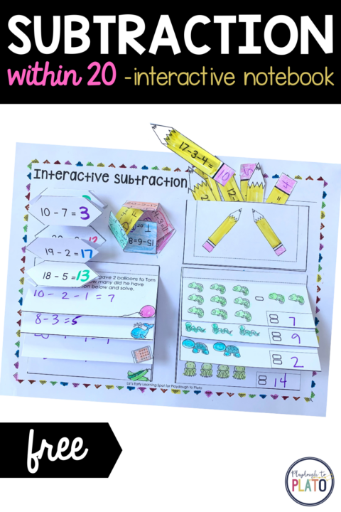 Subtraction within 20 Interactive Notebook - Playdough To Plato