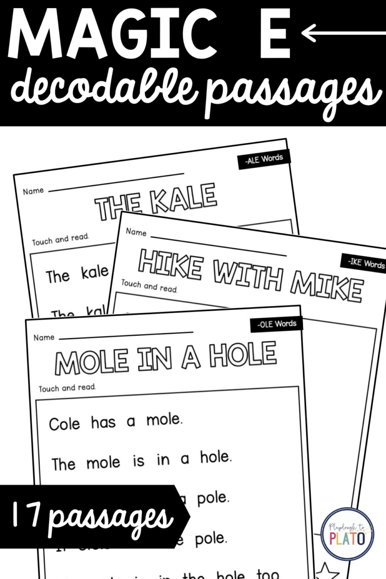 Magic E Decodable Passages - Playdough To Plato