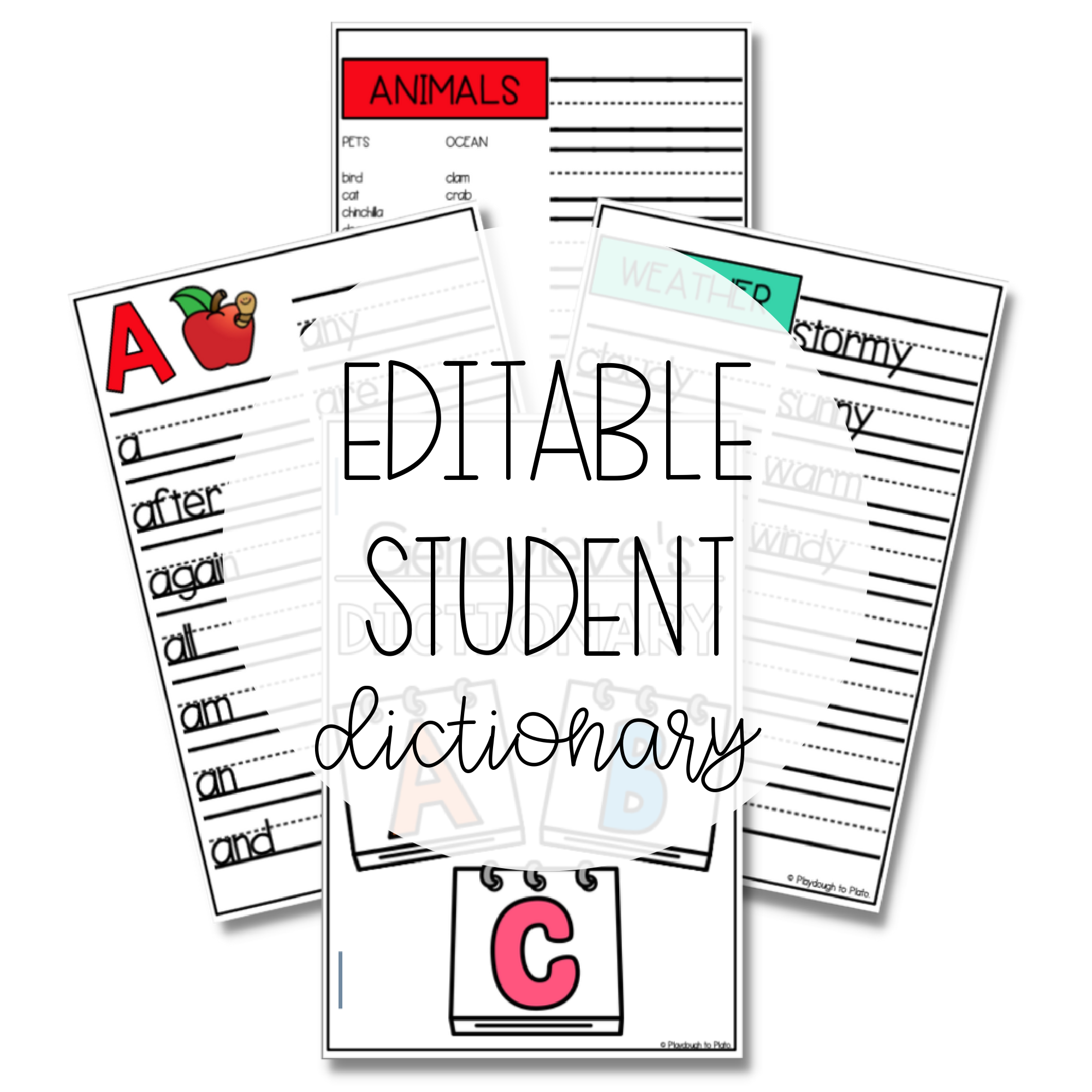 EDITABLE Student Dictionary Playdough To Plato EDITABLE Student Dictionary Playdough To Plato