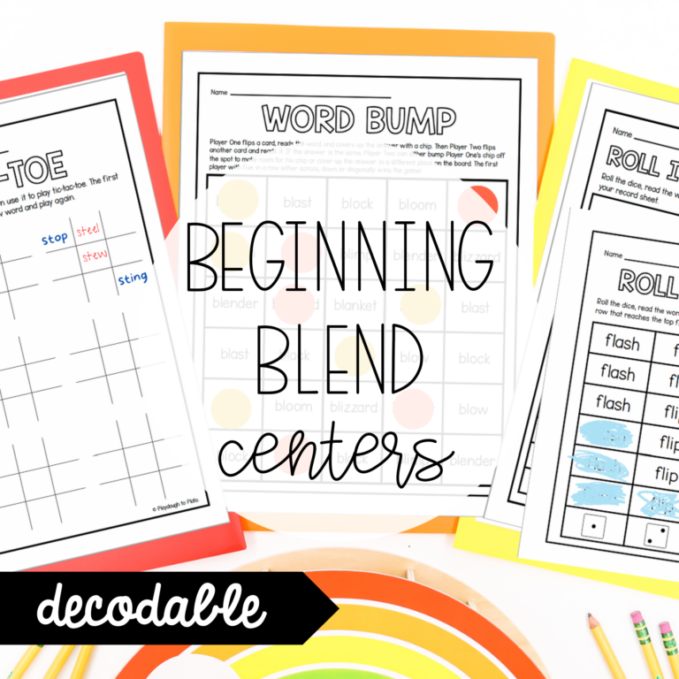 Decodable Beginning Blend Centers - Playdough To Plato