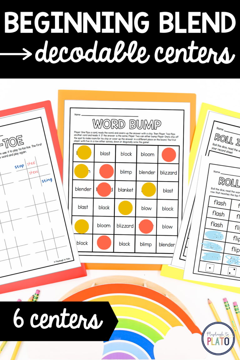 Decodable Beginning Blend Centers - Playdough To Plato