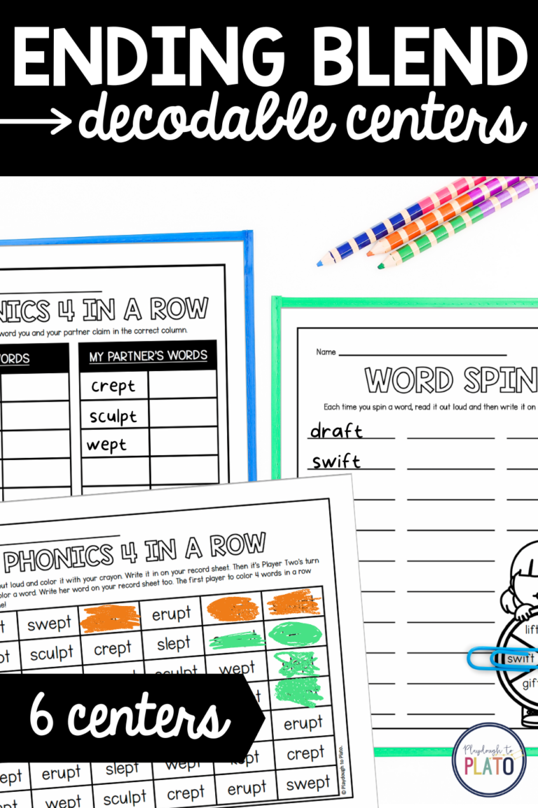 Decodable Ending Blend Centers - Playdough To Plato