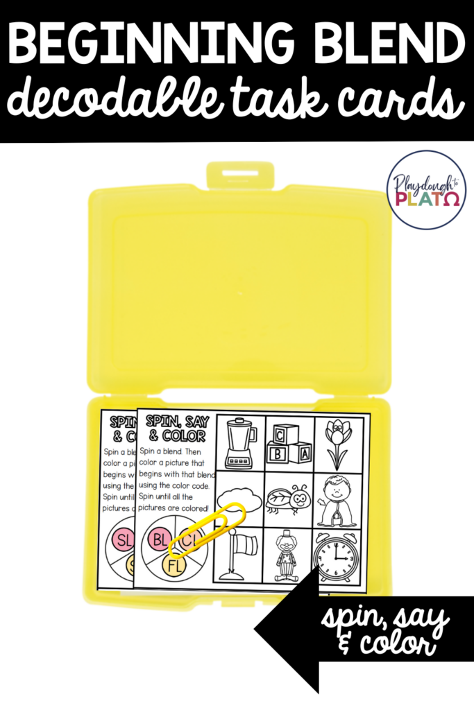 Decodable Beginning Blend Task Cards - Playdough To Plato