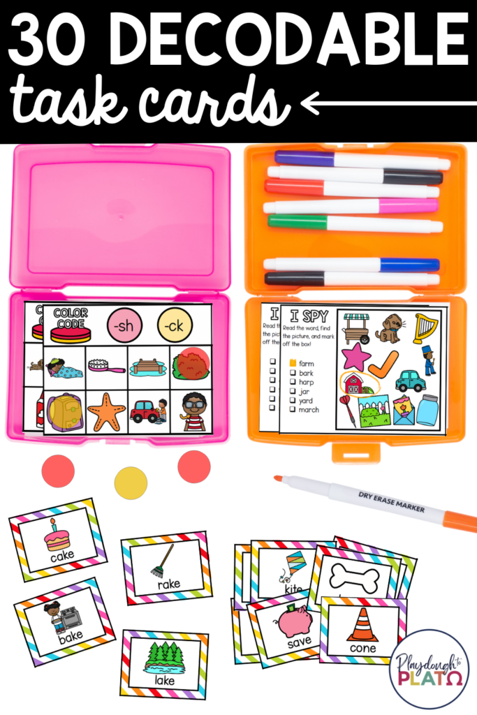 Decodable Task Cards Bundle - Playdough To Plato