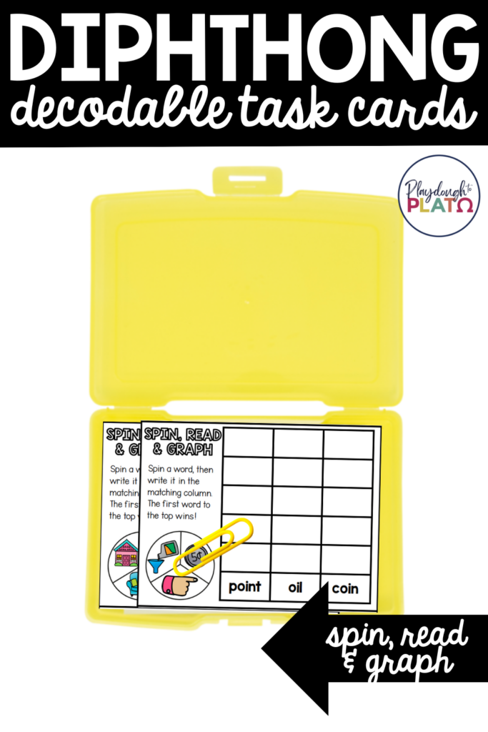 Decodable Diphthong Task Cards - Playdough To Plato